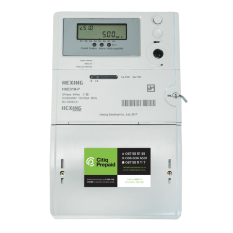 Hexing Three Phase PLC HXE310-P Electricity Meter - Citiq Prepaid
